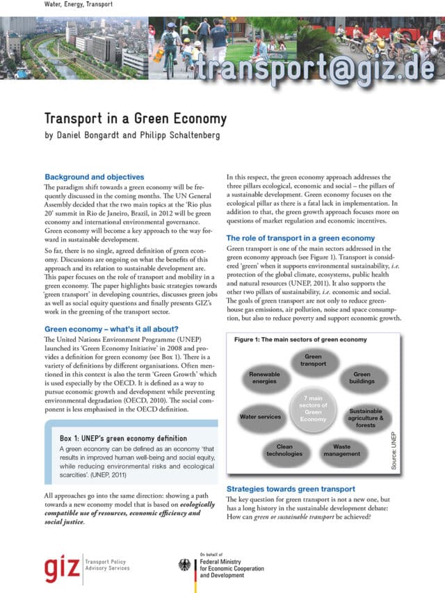 Transport in a Green Economy - Factsheet